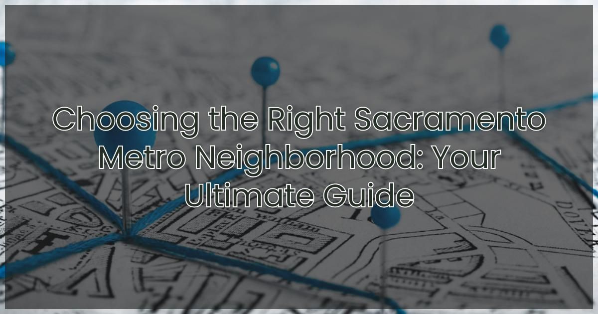 Choosing the Right Sacramento Metro Neighborhood: Your Ultimate Guide